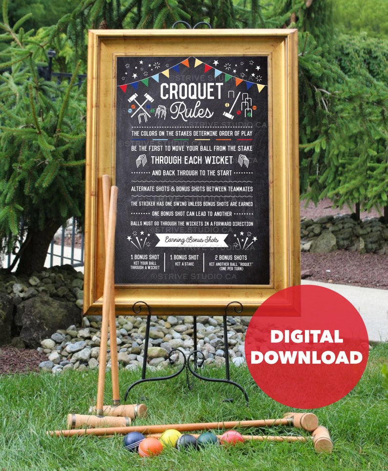 Croquet Rules Sign: Backyard Lawn Game Printable (instant Download) - Etsy