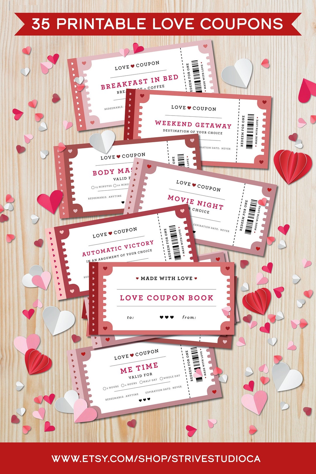 35 Fun Love Coupon Book, Valentines Day Coupons, Printable Love Coupons ...