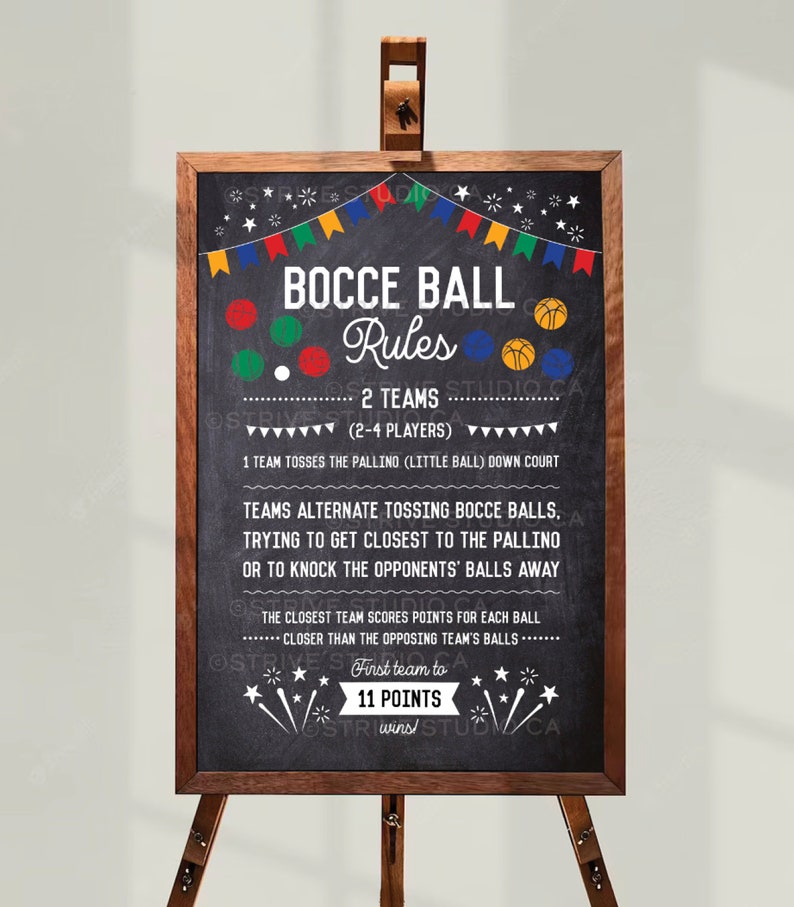 Bocce Ball Rules Sign, Bocce Ball Poster, Backyard Games, Outdoor Party ...
