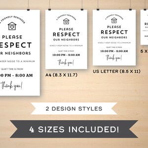 Airbnb No Noise Sign, Editable Canva Template, Quiet Hours, Respect Our ...
