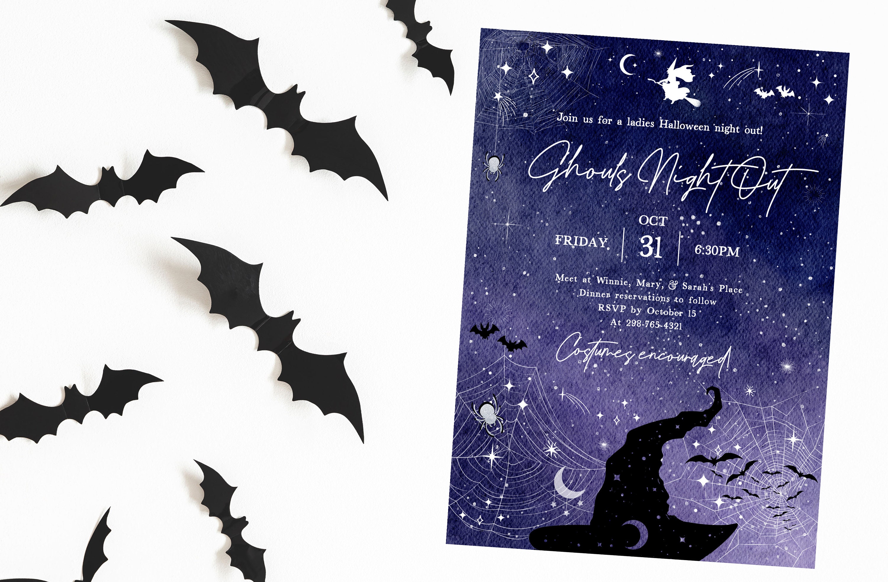 Ghouls Night Out Night Sky Invitation, Girls Night Out Invite ...