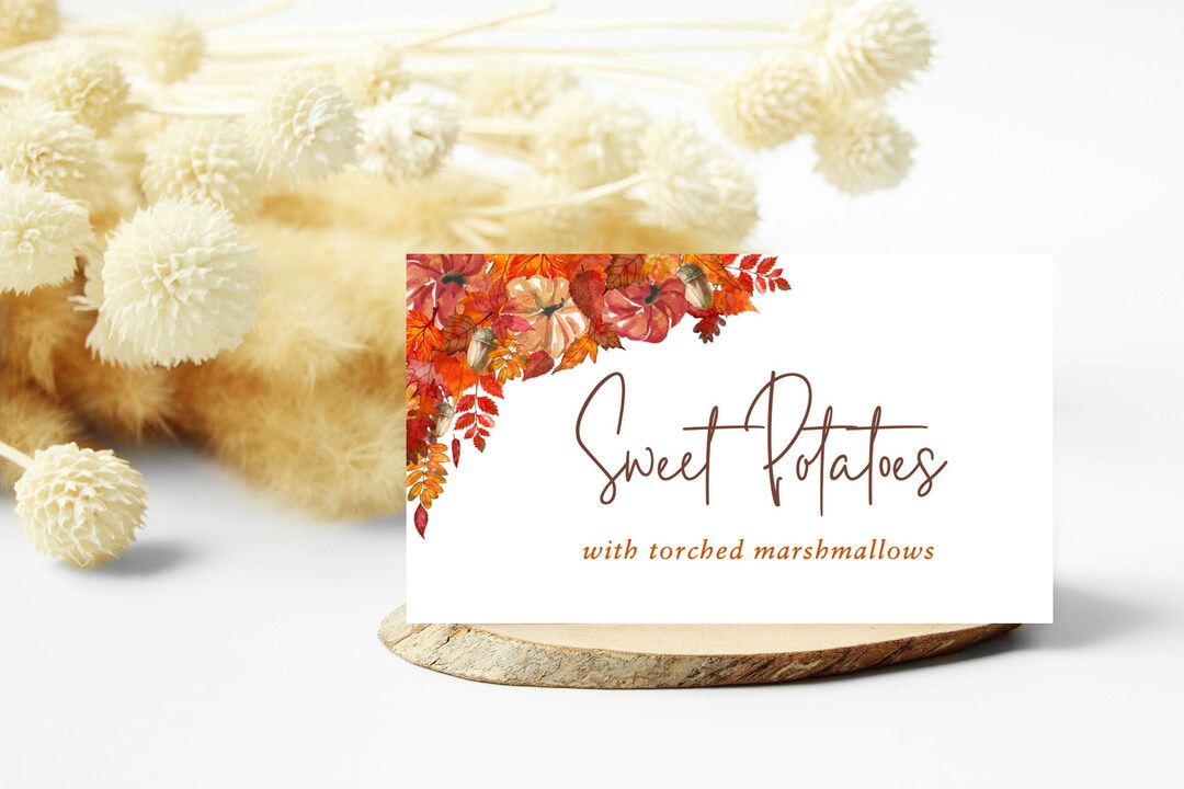 Thanksgiving Buffet Card Template: Editable Fall Food Labels (digital ...