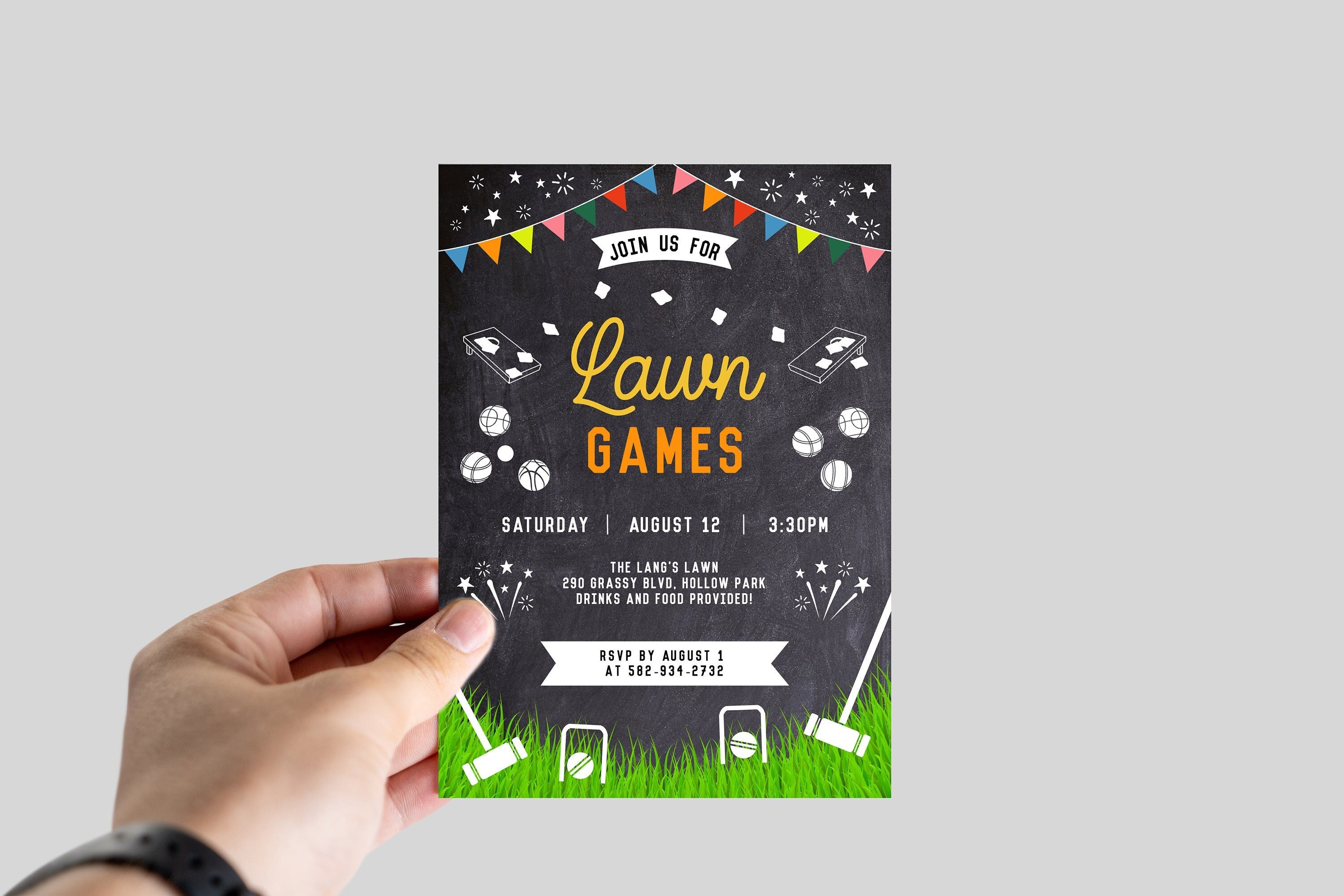 Lawn Games Party Invitation: Editable Outdoor Family Invite (digital ...