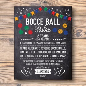 Bocce Ball Rules Sign Bocce Ball Poster Backyard Games - Etsy