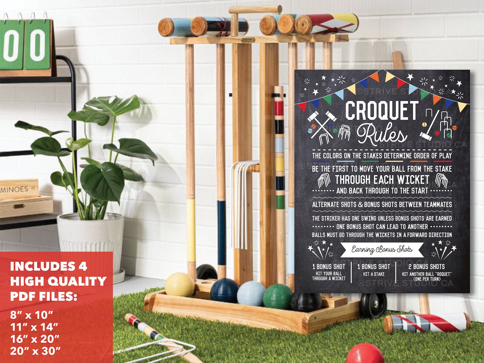 Croquet Rules Sign, Croquet Game Sign, Yard Sign, Outdoor Party Game ...