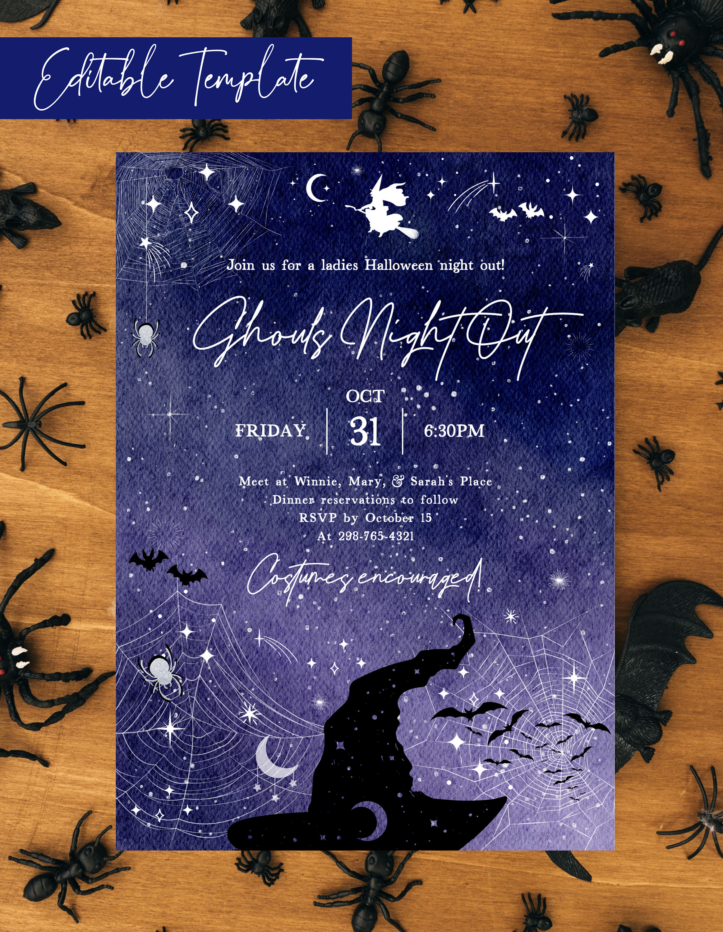 Ghouls Night Out Night Sky Invitation, Girls Night Out Invite ...