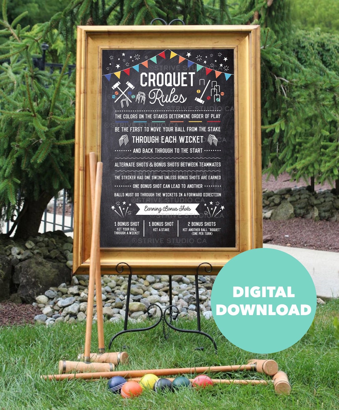 Croquet Rules Sign: Outdoor Party Game, Backyard Decor (printable ...