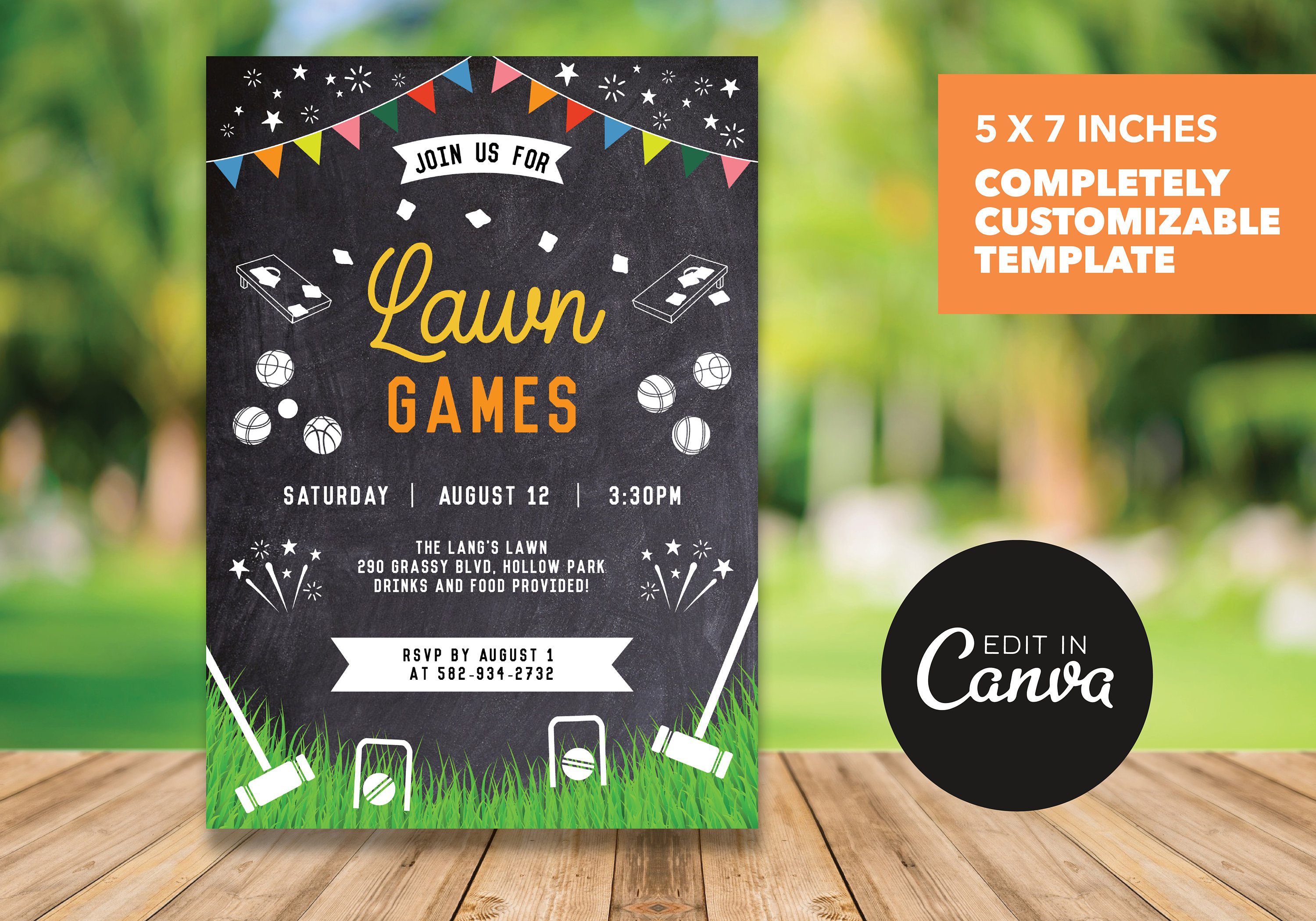 Lawn Games Party Invitation: Editable Outdoor Family Invite (digital ...