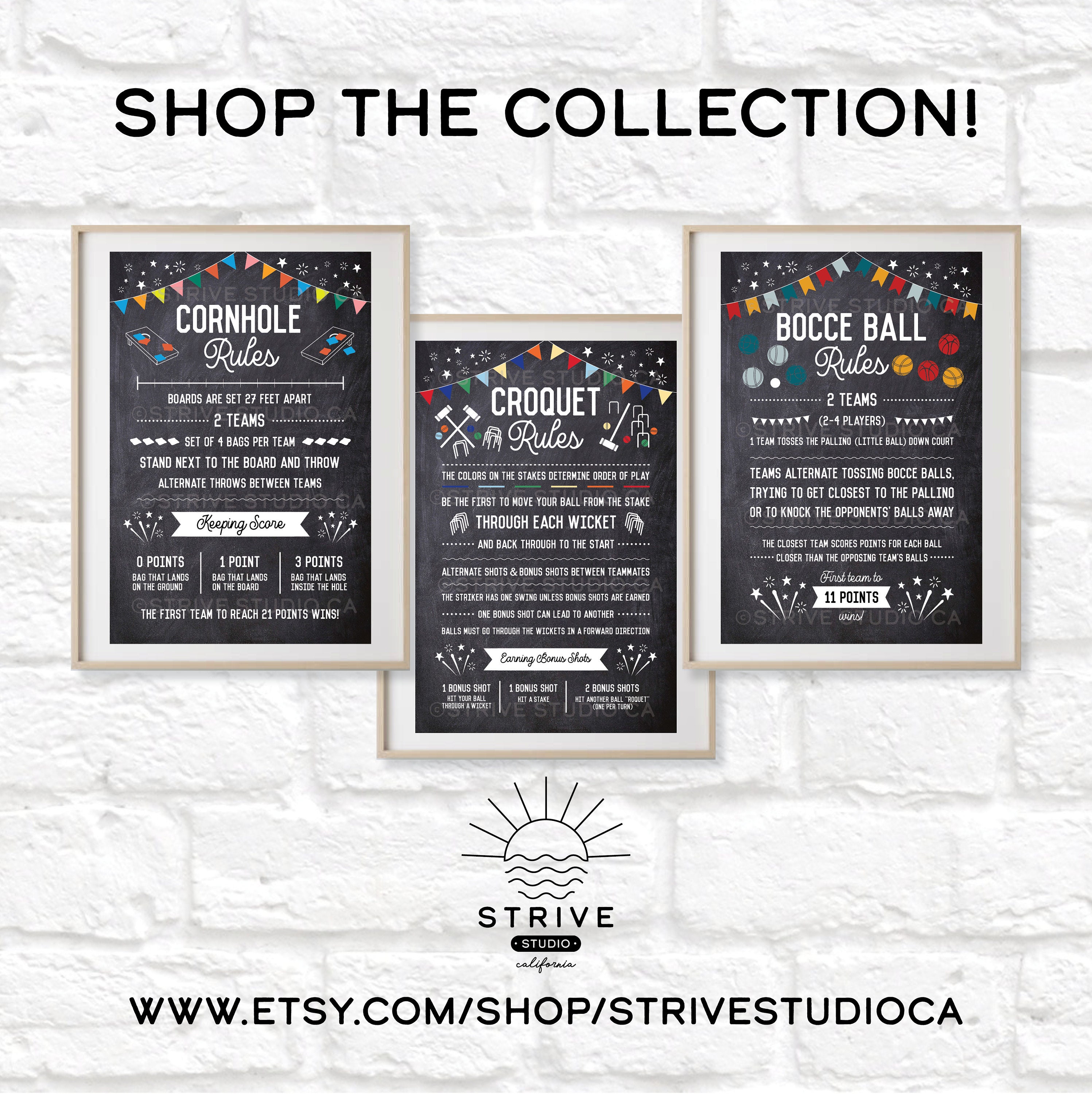 Bocce Ball Rules Sign, Bocce Ball Poster, Backyard Games, Outdoor Party ...