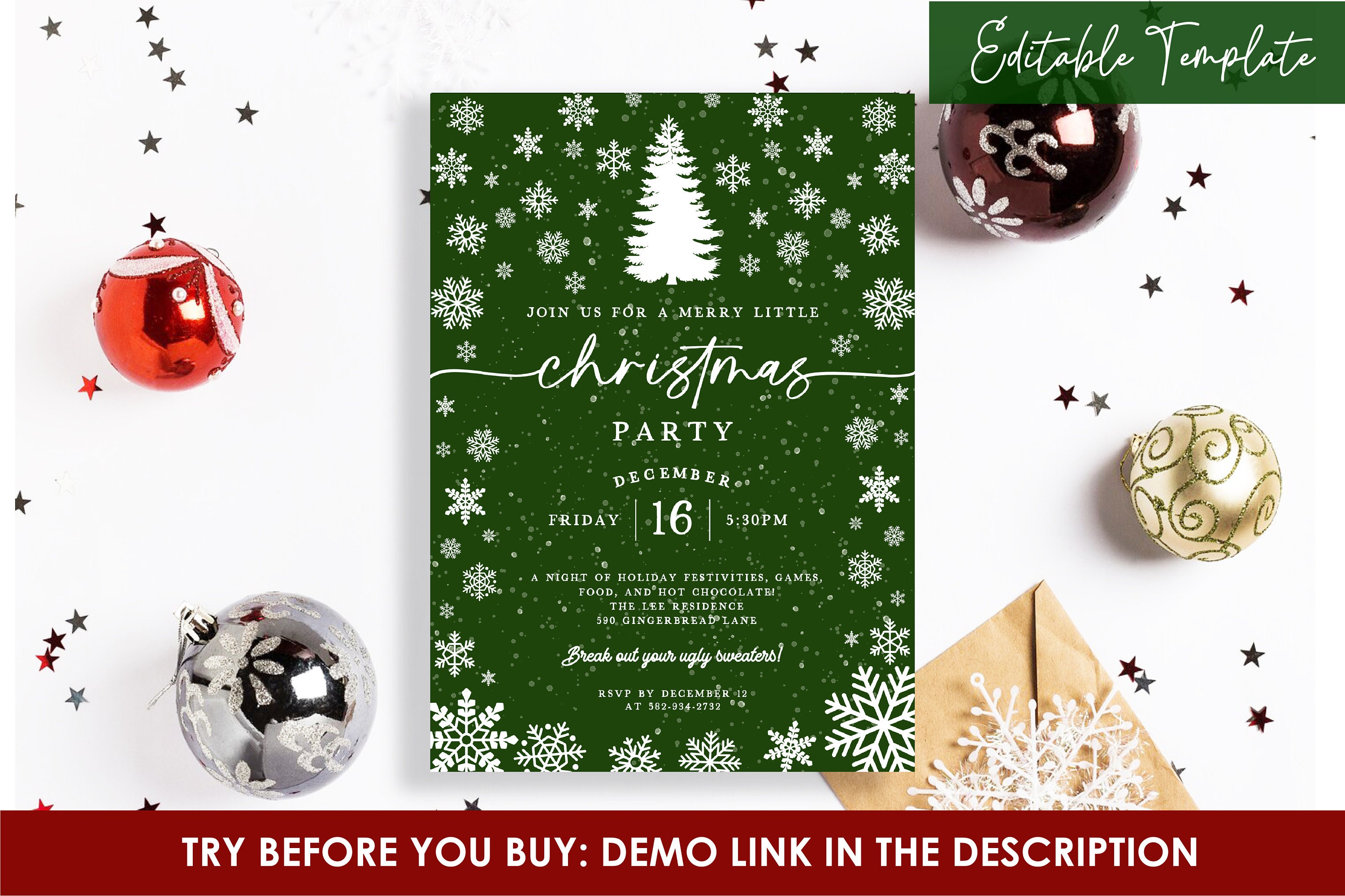 Winter Wonderland Holiday Party Invitation Borders