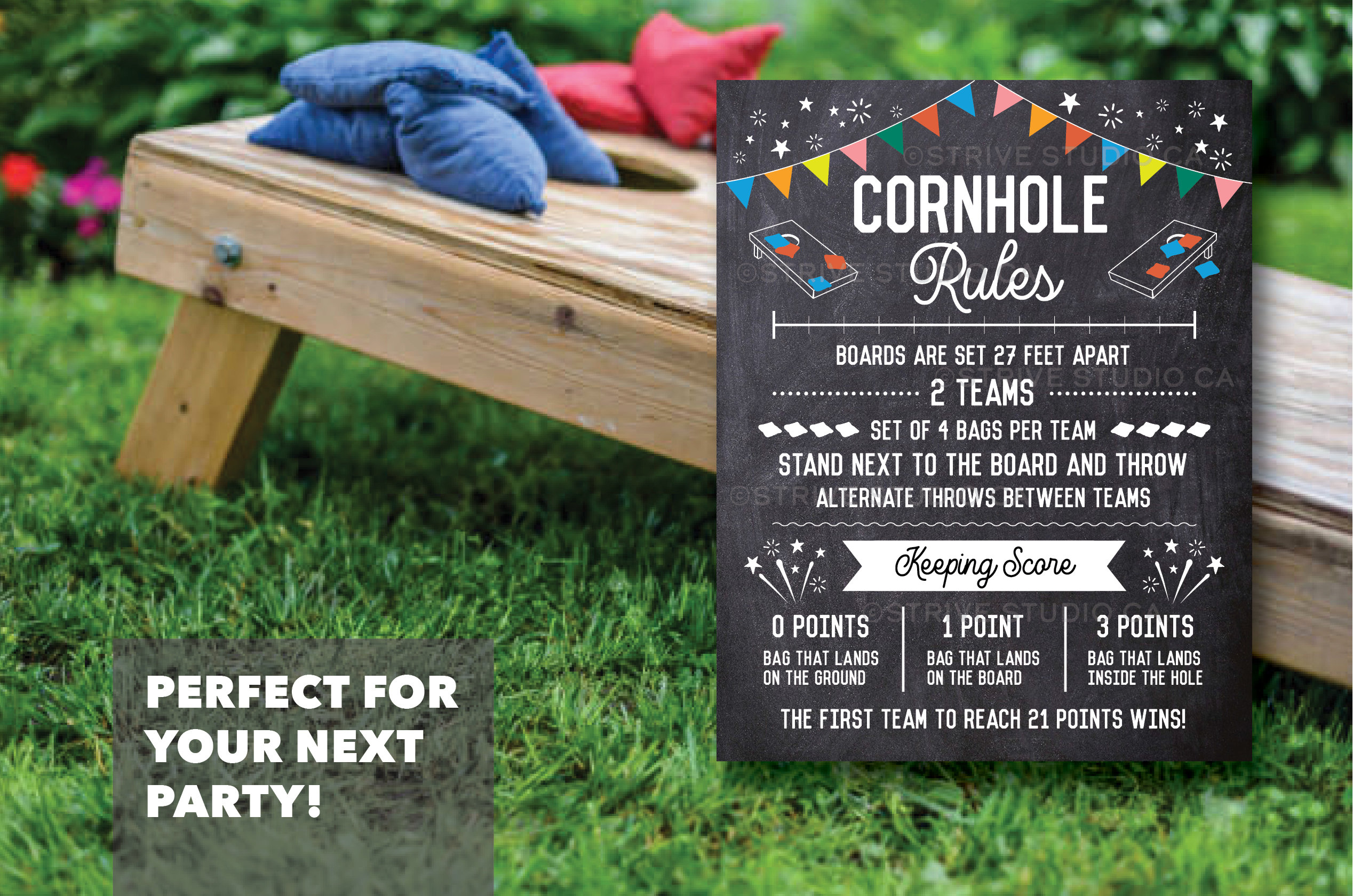 Cornhole Rules Sign Family Outdoor Games Bag Toss Tournament - Etsy