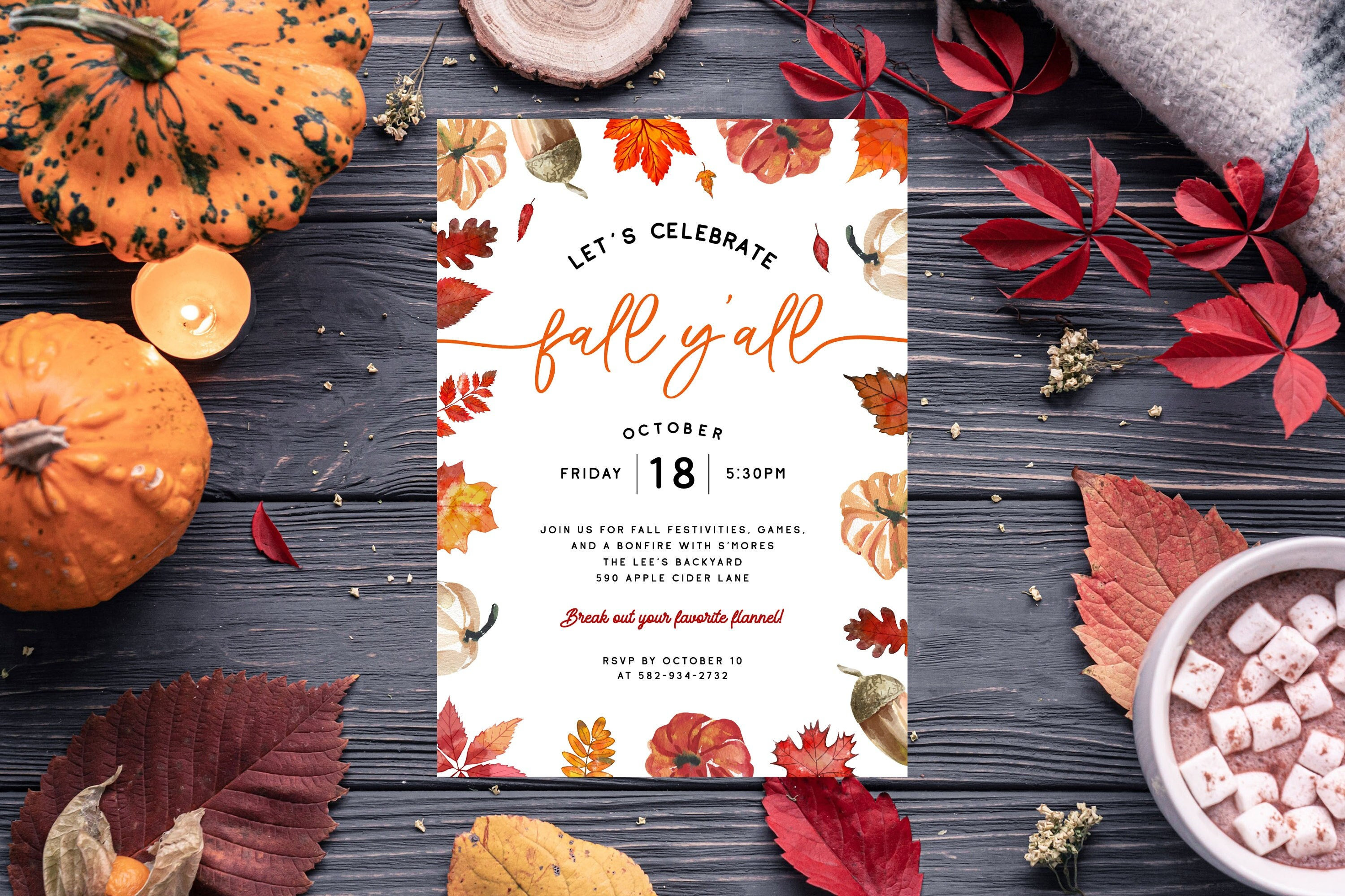 Fall Y'all Party Invitation: Editable Template (digital Download) - Etsy