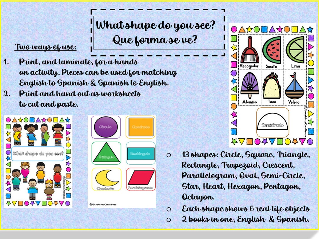Shapes Bilingual Notebook - Etsy