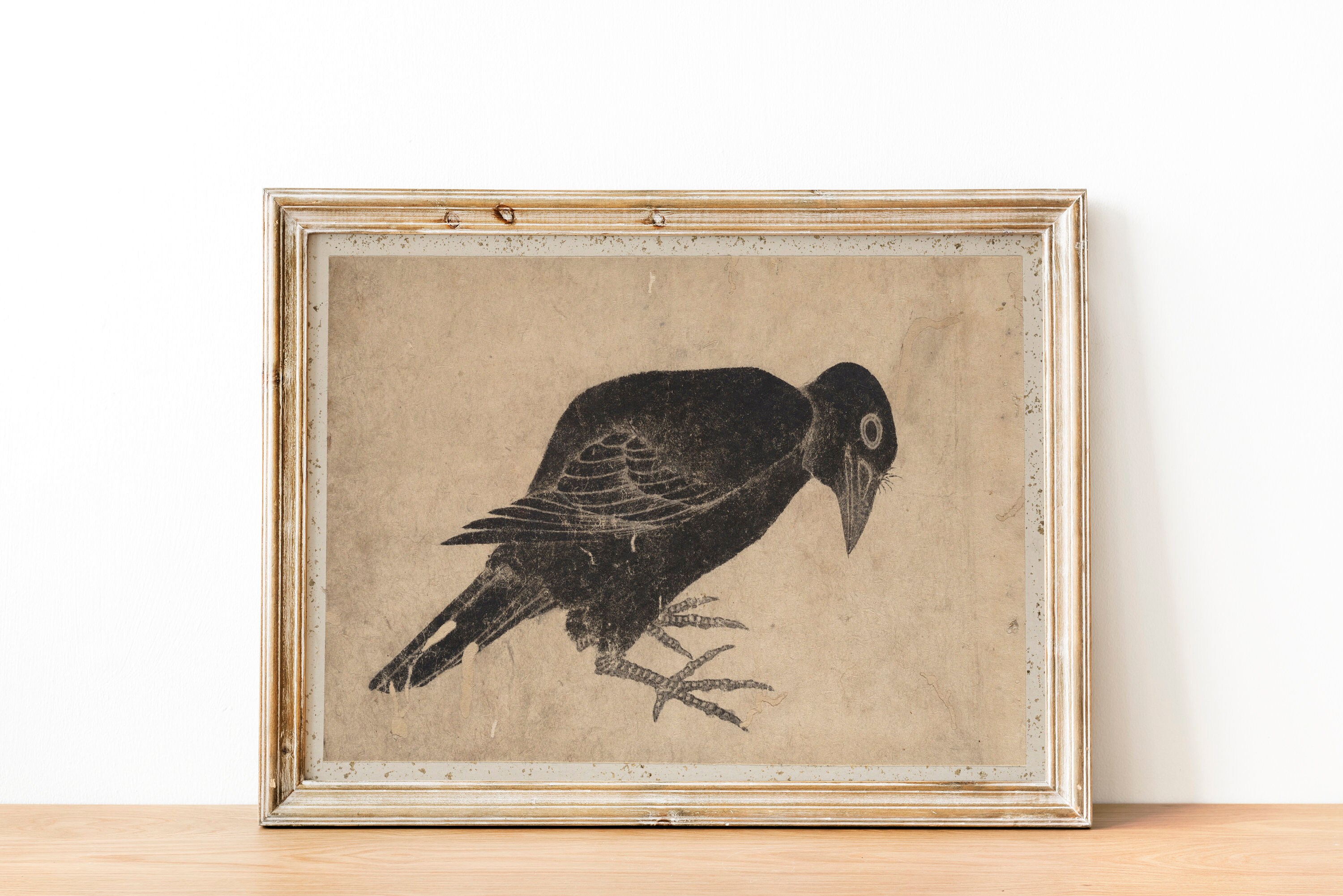 Vintage Woodblock Crow Etching~printable Wall Art~dark Academia Curio ...