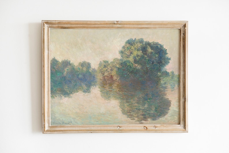 Claude Monet, Trees Reflecting on Water, Impressionist Painting, Soft ...