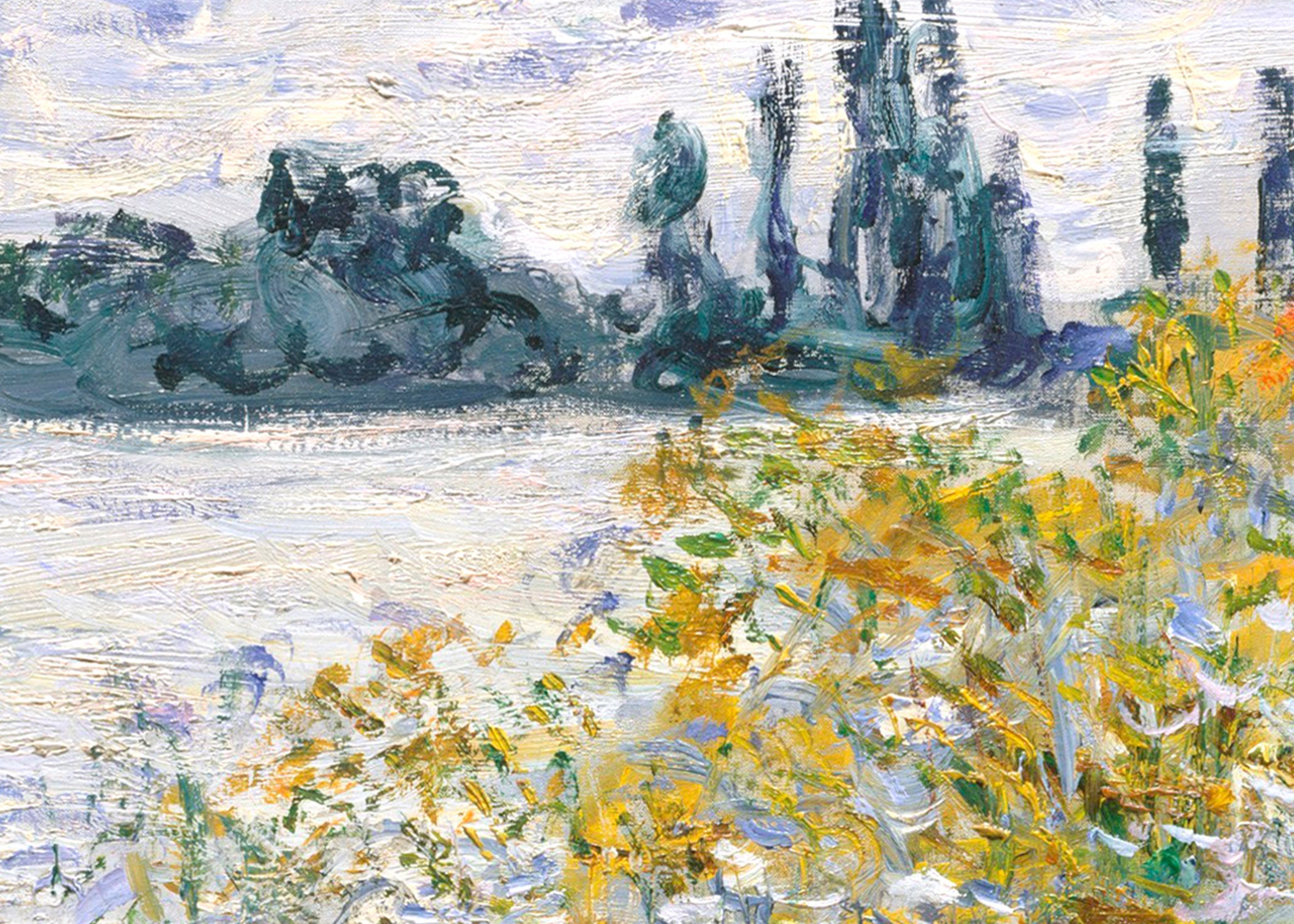 Claude Monet Vintage Art Print, Waterscape in Muted Blues and Yellows ...