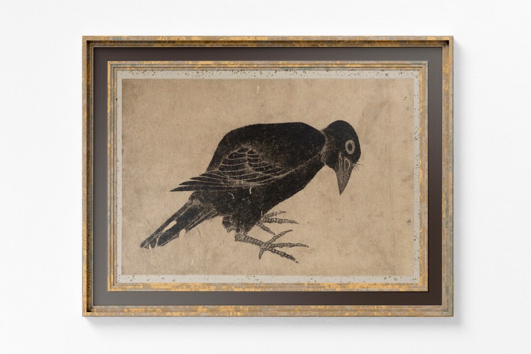 Vintage Woodblock Crow Etching~printable Wall Art~dark Academia Curio ...