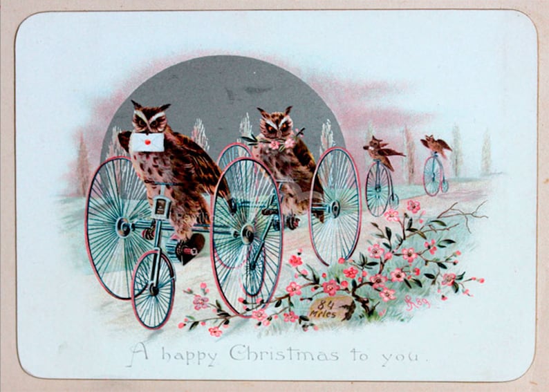 Set of Eight, Victorian Era Holiday Cards, Digital Download, Whimsical ...