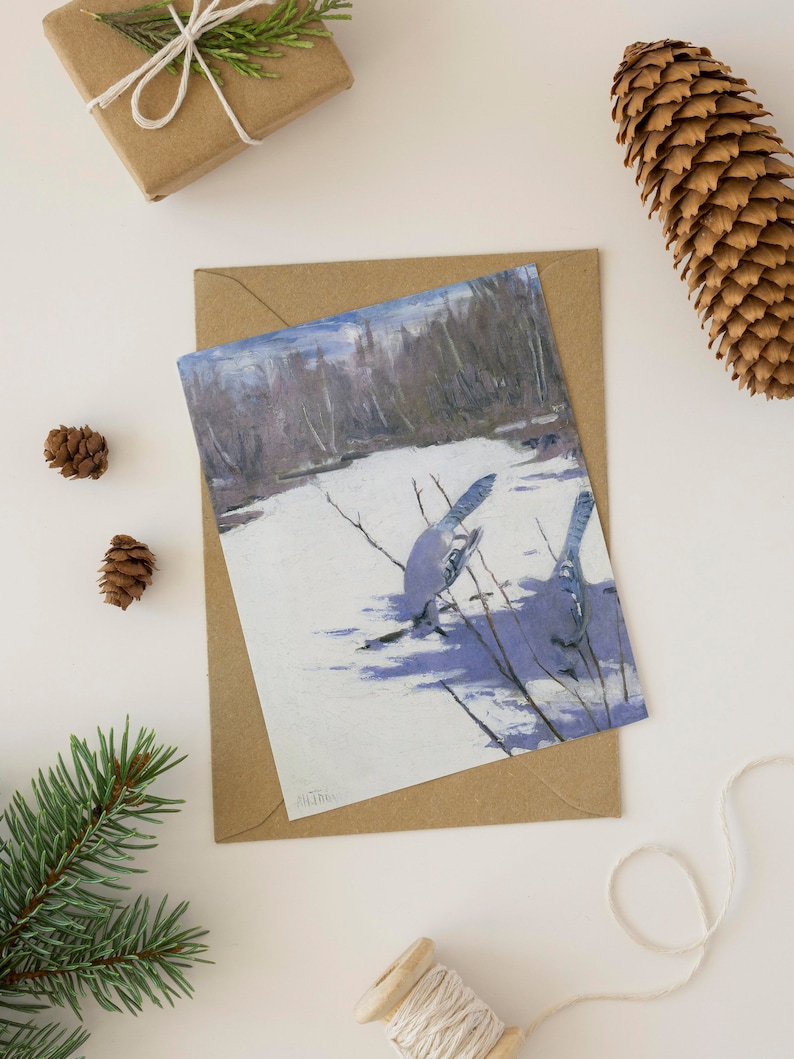Set of Eight Bird and Botanical Winter Themed Holiday Cards~ Digital ...