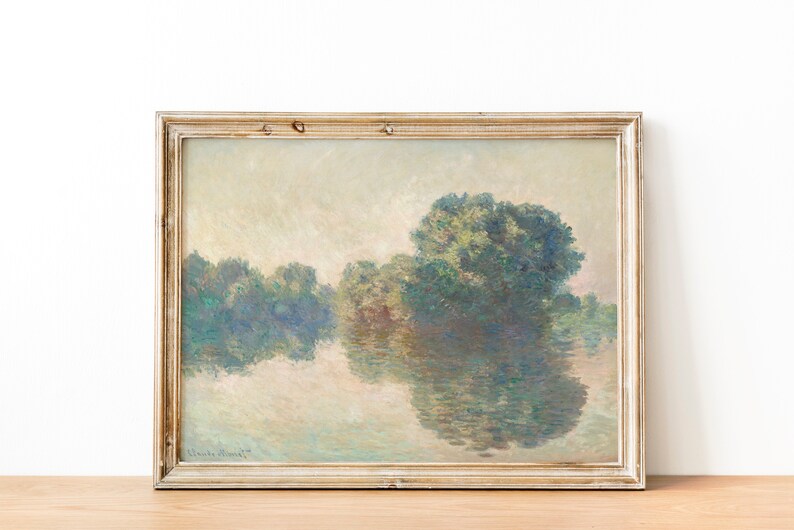 Claude Monet, Trees Reflecting on Water, Impressionist Painting, Soft ...