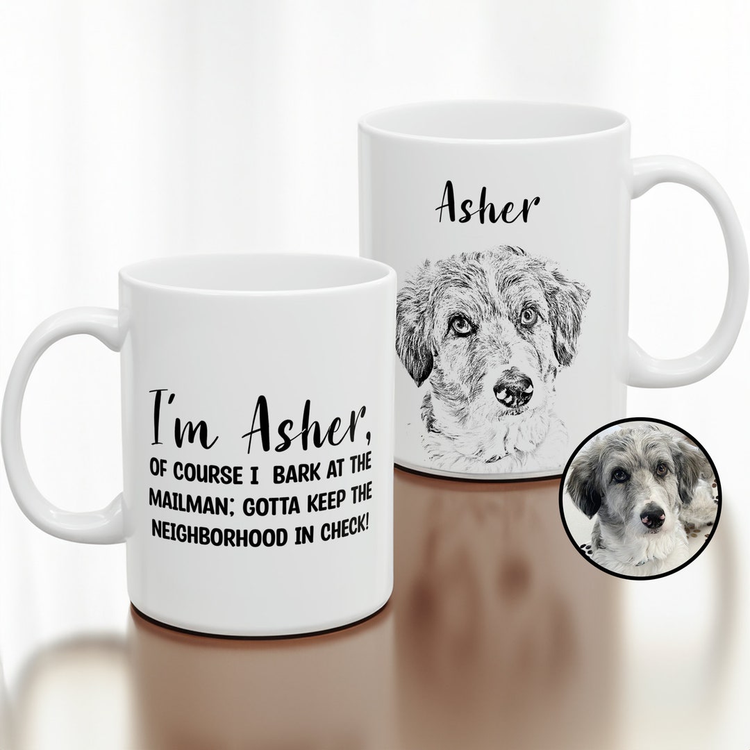 Personalized Sketch Dog Portrait Funny Dog Coffee Mug Ceramic: Custom ...