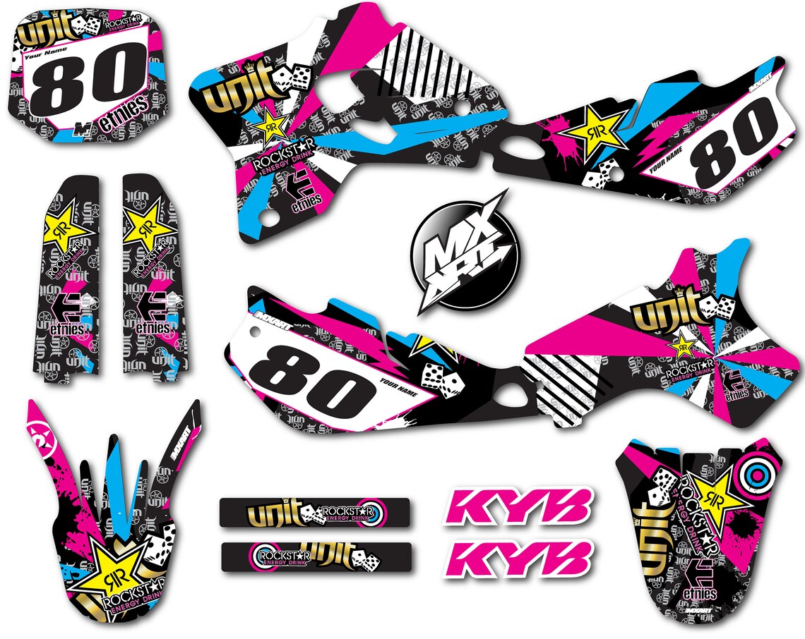 Yamaha YZ80 1993 2001 Sticker Kit All Years Rush Style YZ 80 Graphics ...