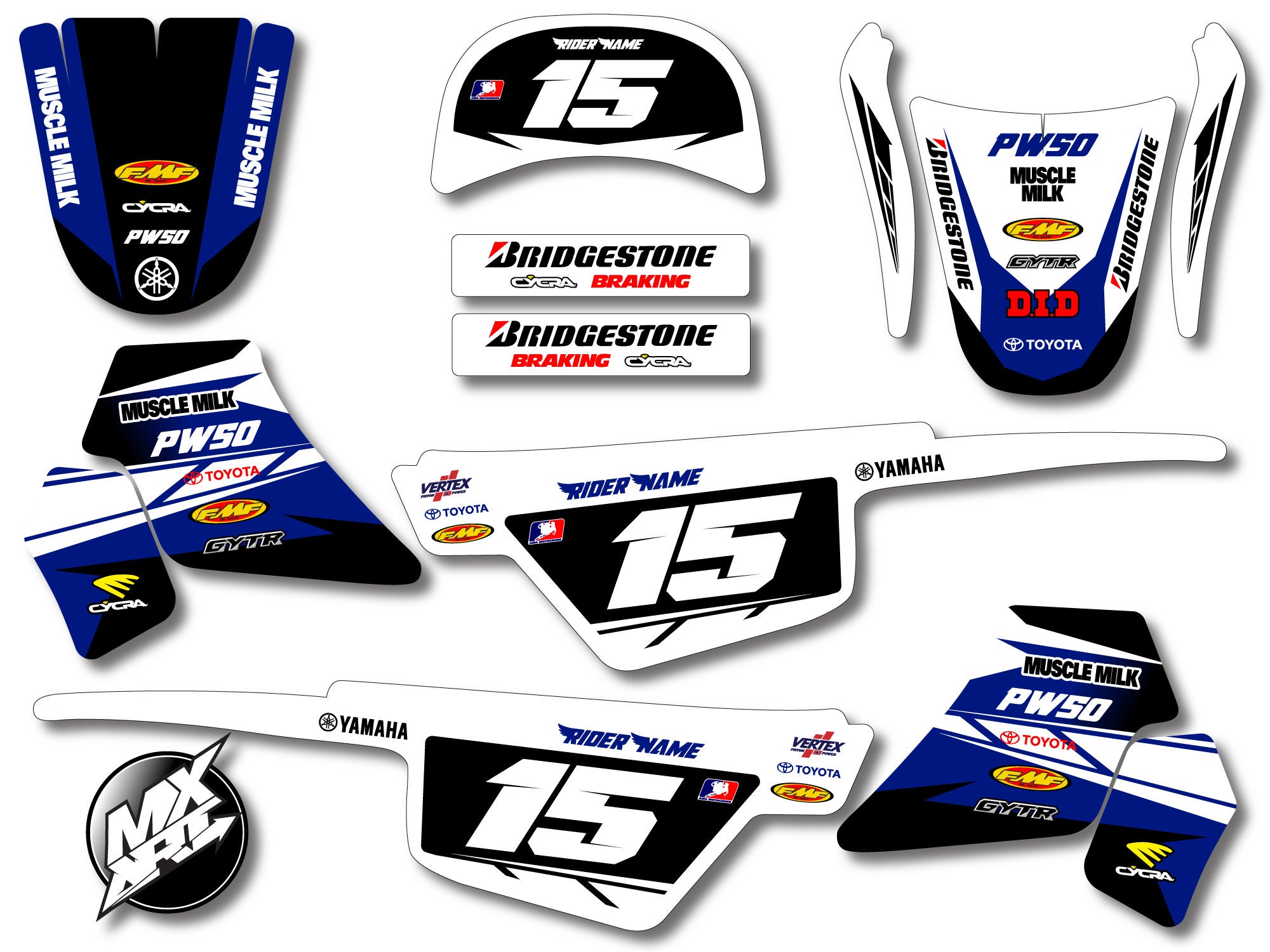 Yamaha PW50 Sticker Kit All Years Muscle Style Pee Wee 50 PW 50 ...