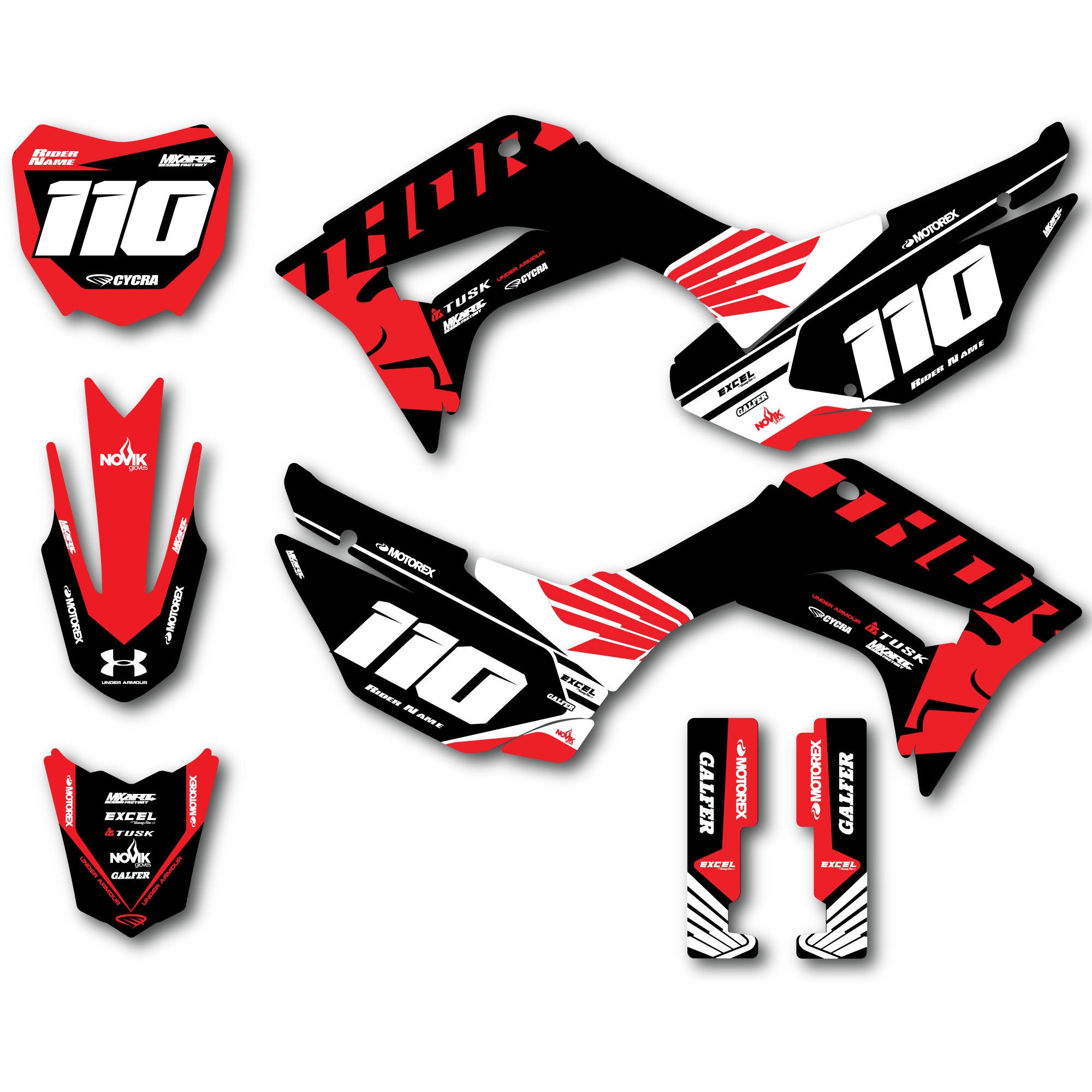 CRF 110 Custom Sticker Kit 2019 - 2024 Complex Style Graphics / Decals ...