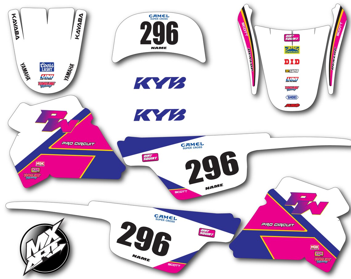 Yamaha PW50 Sticker Kit All Years Berm Style Pee Wee 50 PW 50 Graphics ...