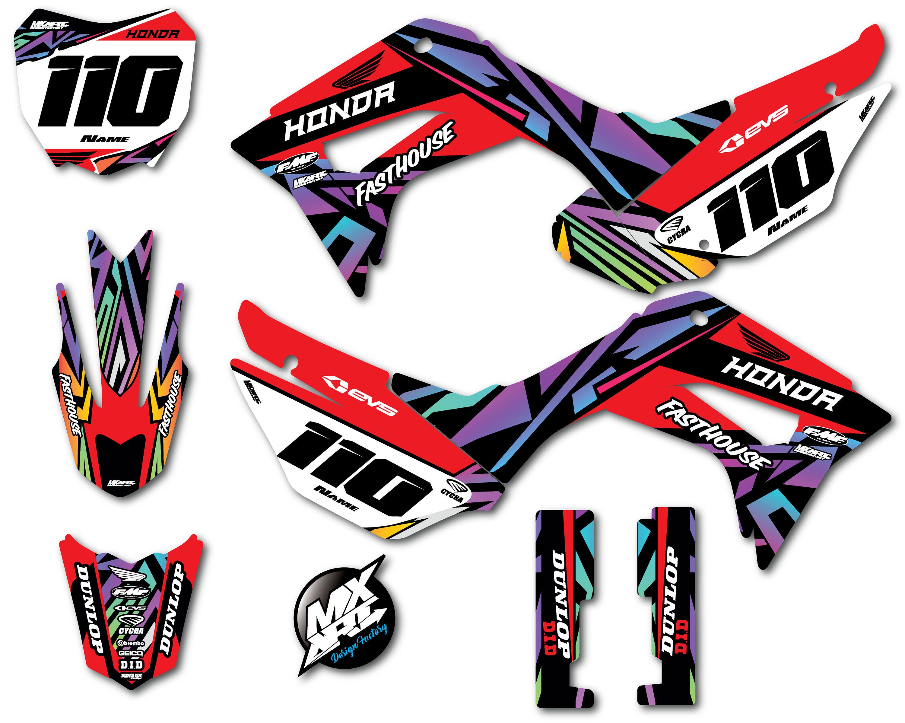 CRF 110 Custom Sticker Kit 2019 - 2024 Clover Style Graphics / Decals ...