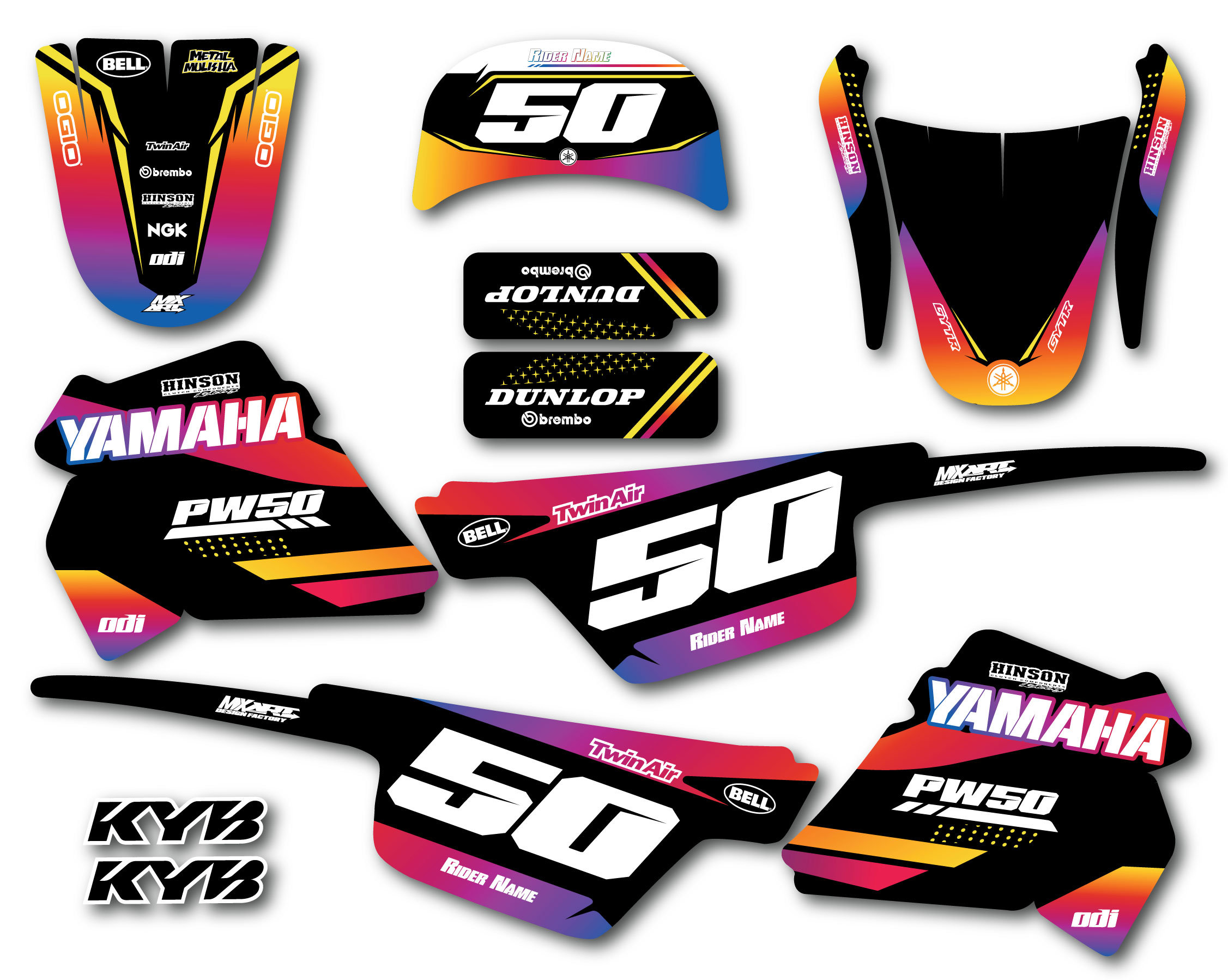 Yamaha PW50 Sticker Kit All Years Inject Style Pee Wee 50 PW 50 ...
