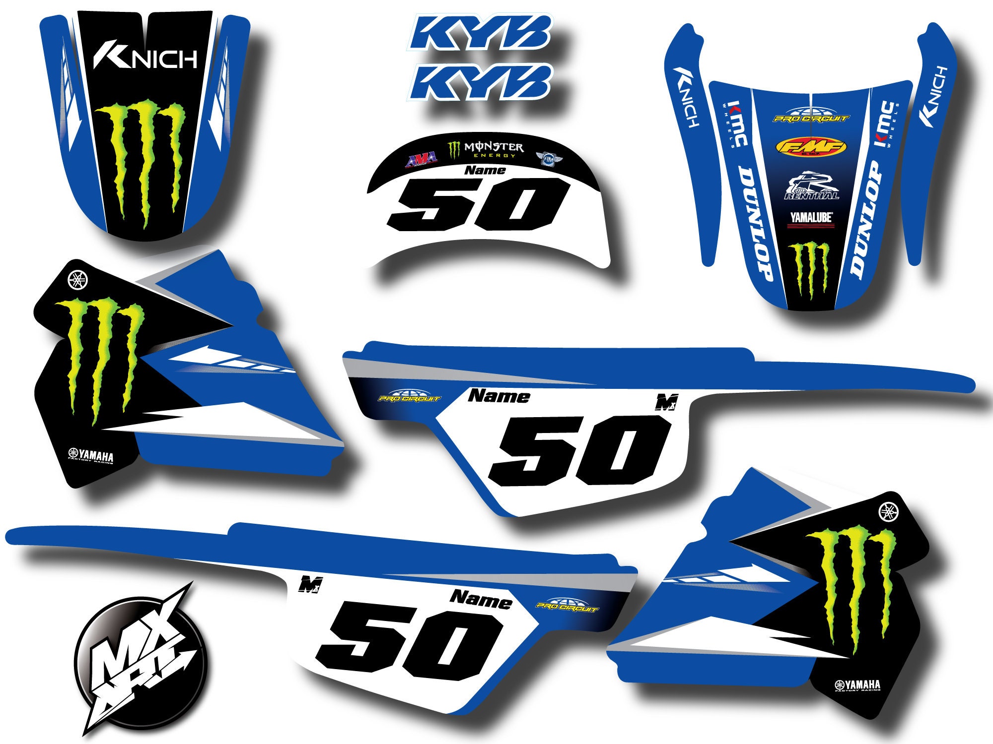 Yamaha PW50 Sticker Kit All Years Havoc Style Pee Wee 50 PW 50 Graphics ...