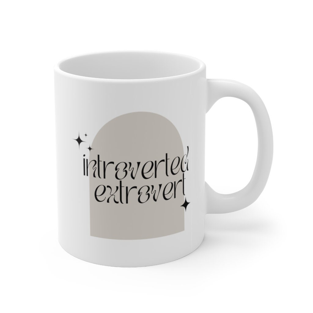 Beige Abstract Introverted Extrovert Mug Introvert Mug - Etsy