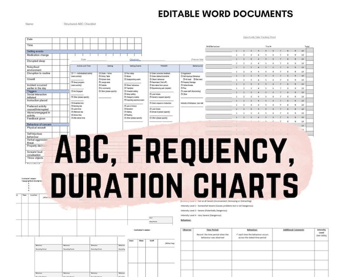 Data Collection, ABC Chart, STAR Chart, Frequency, Duration, Templates ...