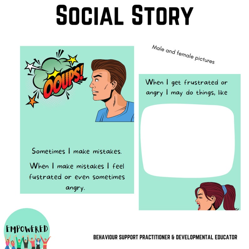 Remember It's Okay to Make Mistakes Social Story With Male - Etsy