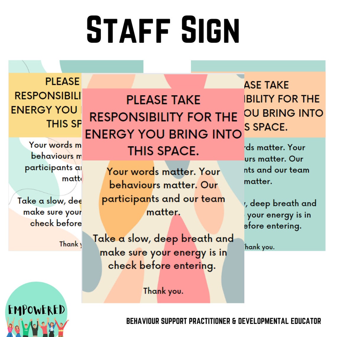 Staff Sign, Disability Support Worker, NDIS Participants, Staff Energy ...