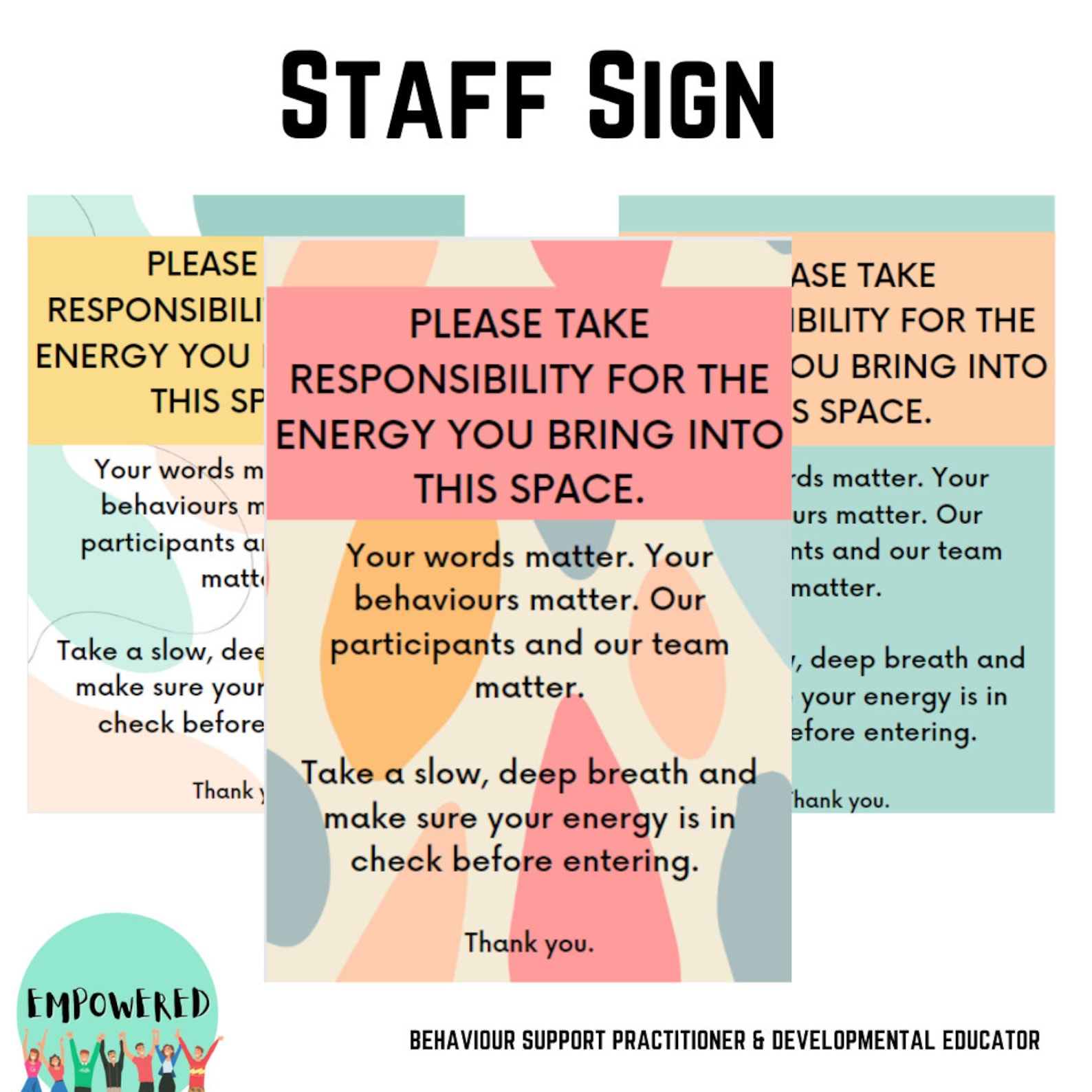Staff Sign, Disability Support Worker, NDIS Participants, Staff Energy ...