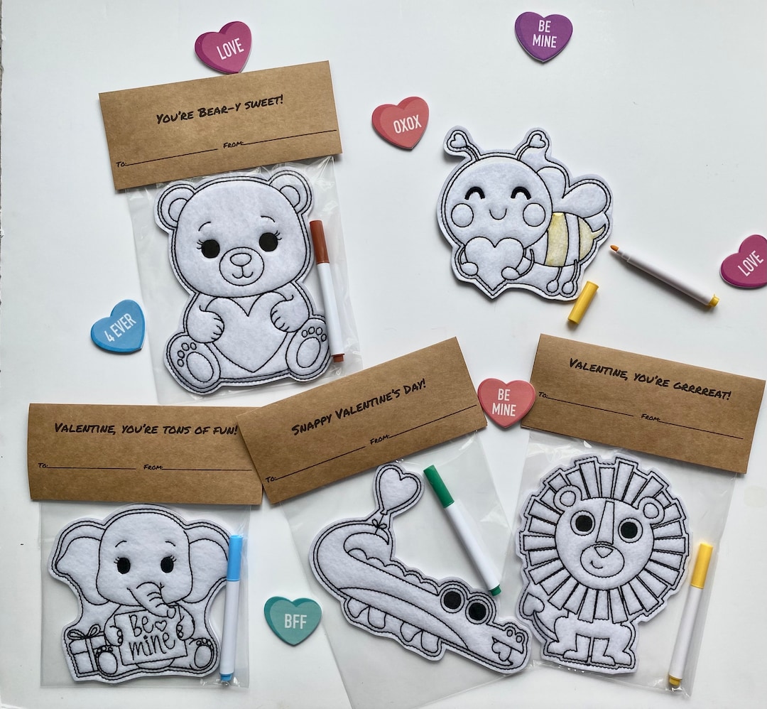 Reusable Animal Coloring Valentines - Etsy