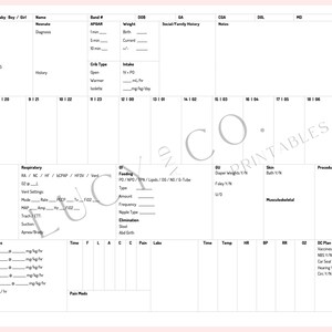 NICU Nurse Report Sheet | 1-2 Patients | Printable Report Sheet| NICU ...