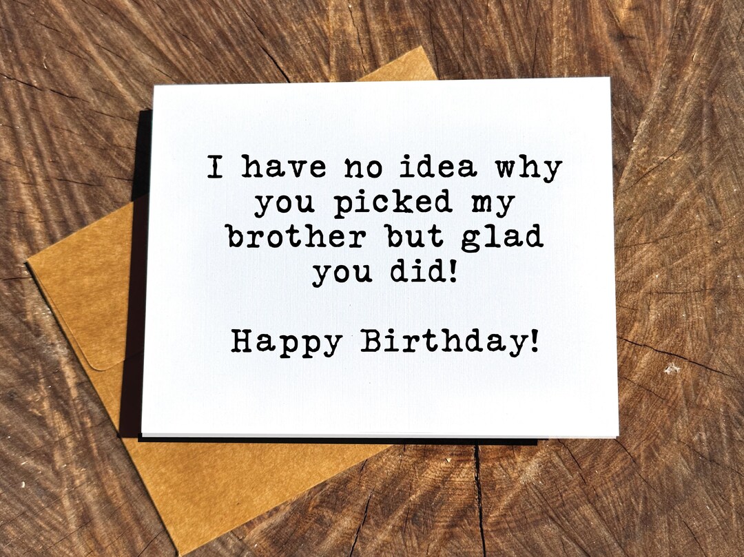 Sister in Law Birthday Card / Older Brother Card / Sister in Law ...