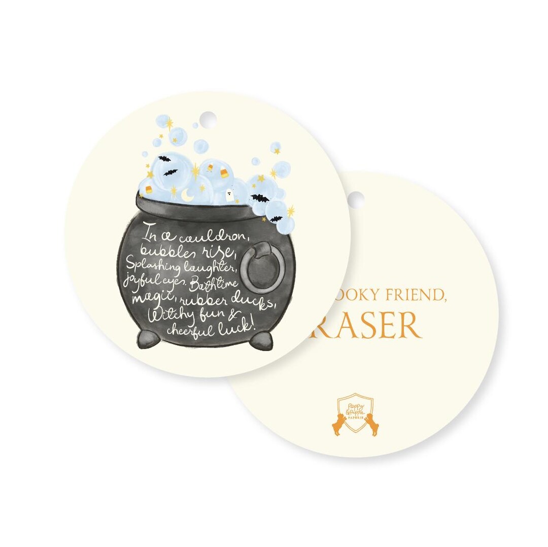 Halloween Gift Tags: Cauldron Rhyme, Personalized School Gift - Etsy