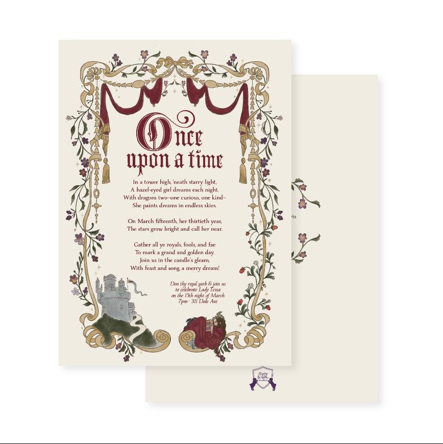 Renaissance Birthday Party Invitation: Personalized Medieval Poem ...