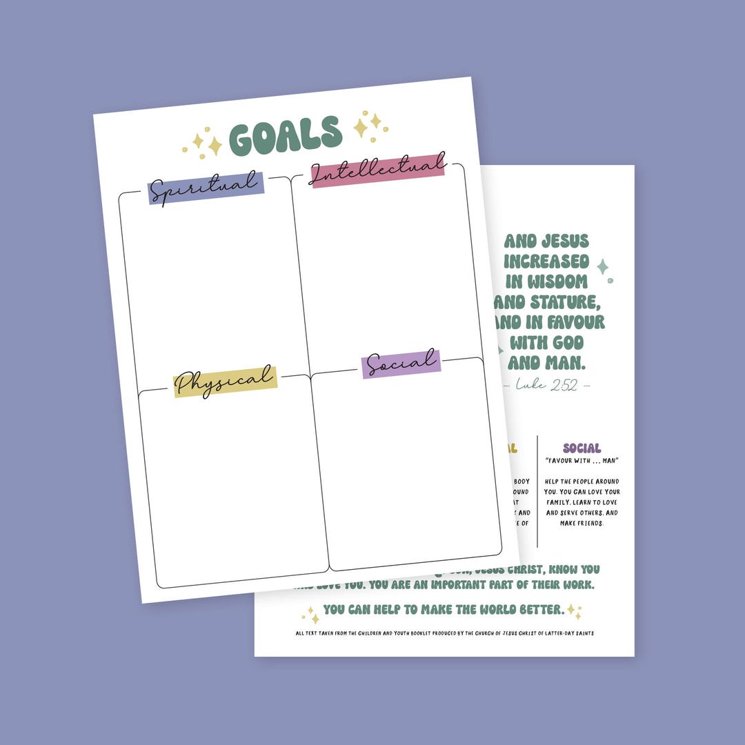 Goal Sheet | Children and Youth | Printable | LDS - Etsy
