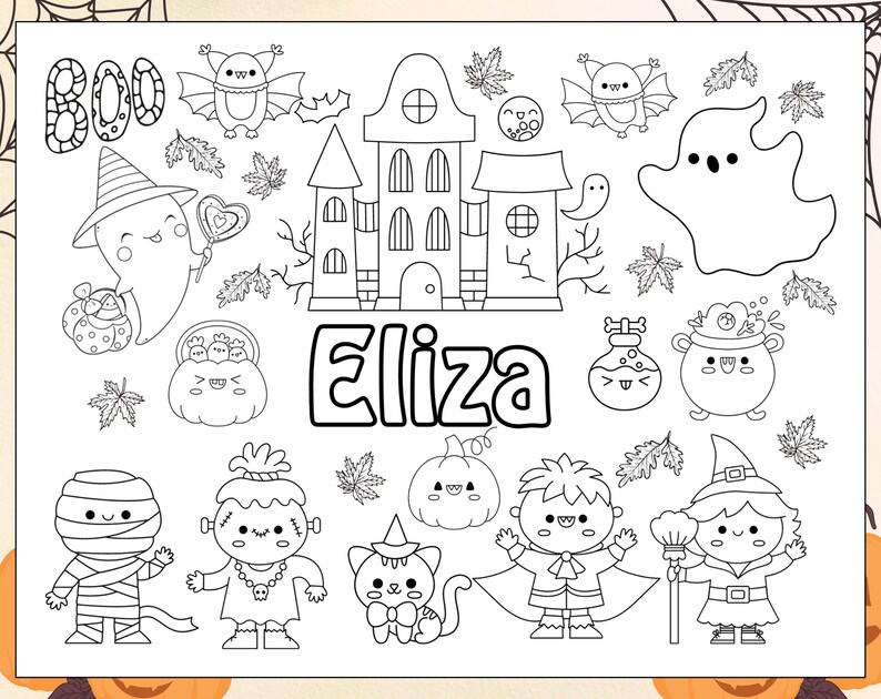 Name Coloring Page Printable Halloween Coloring Page Custom Name ...