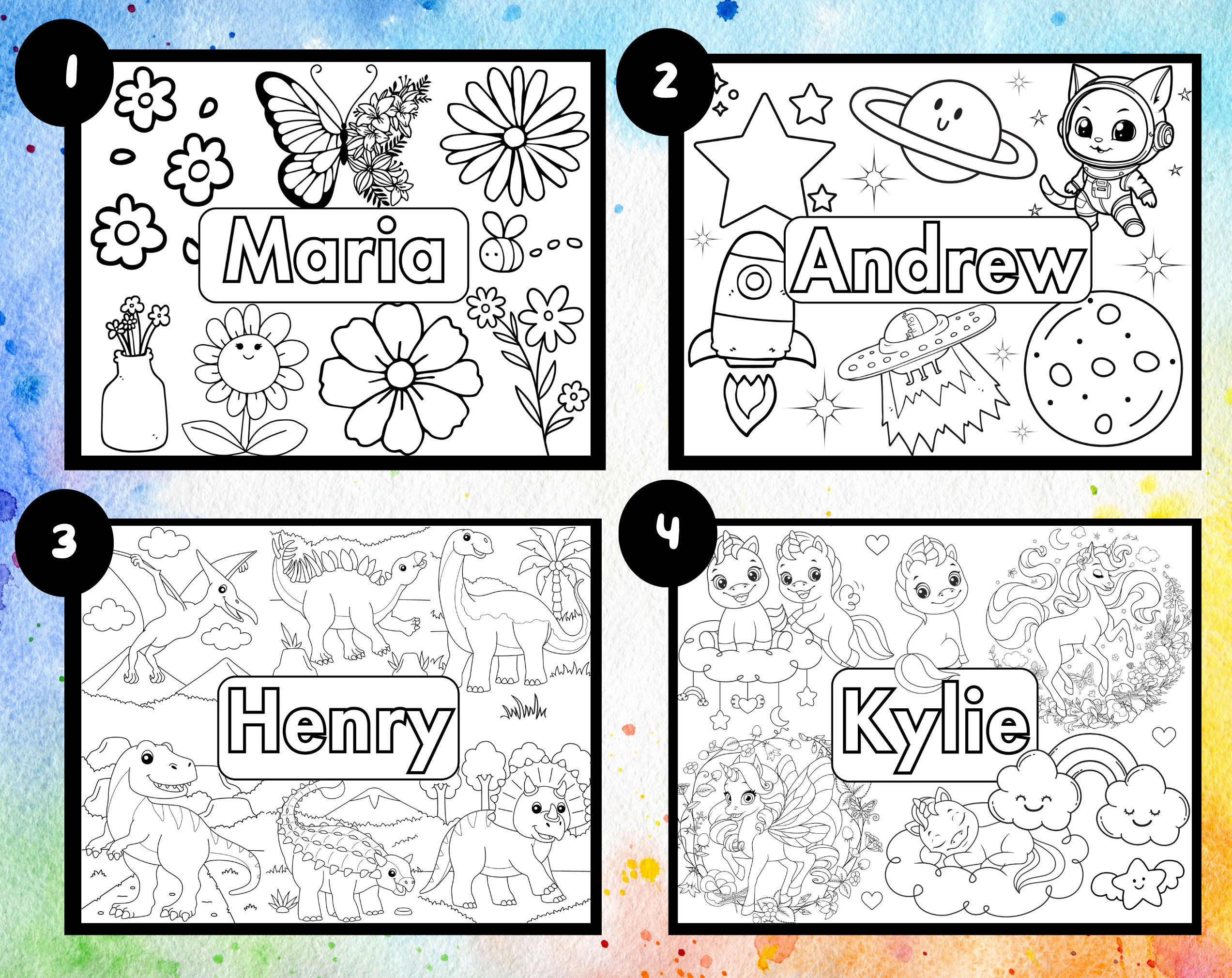 Custom Name Coloring Sheet Personalized Name Coloring Page Gift for ...