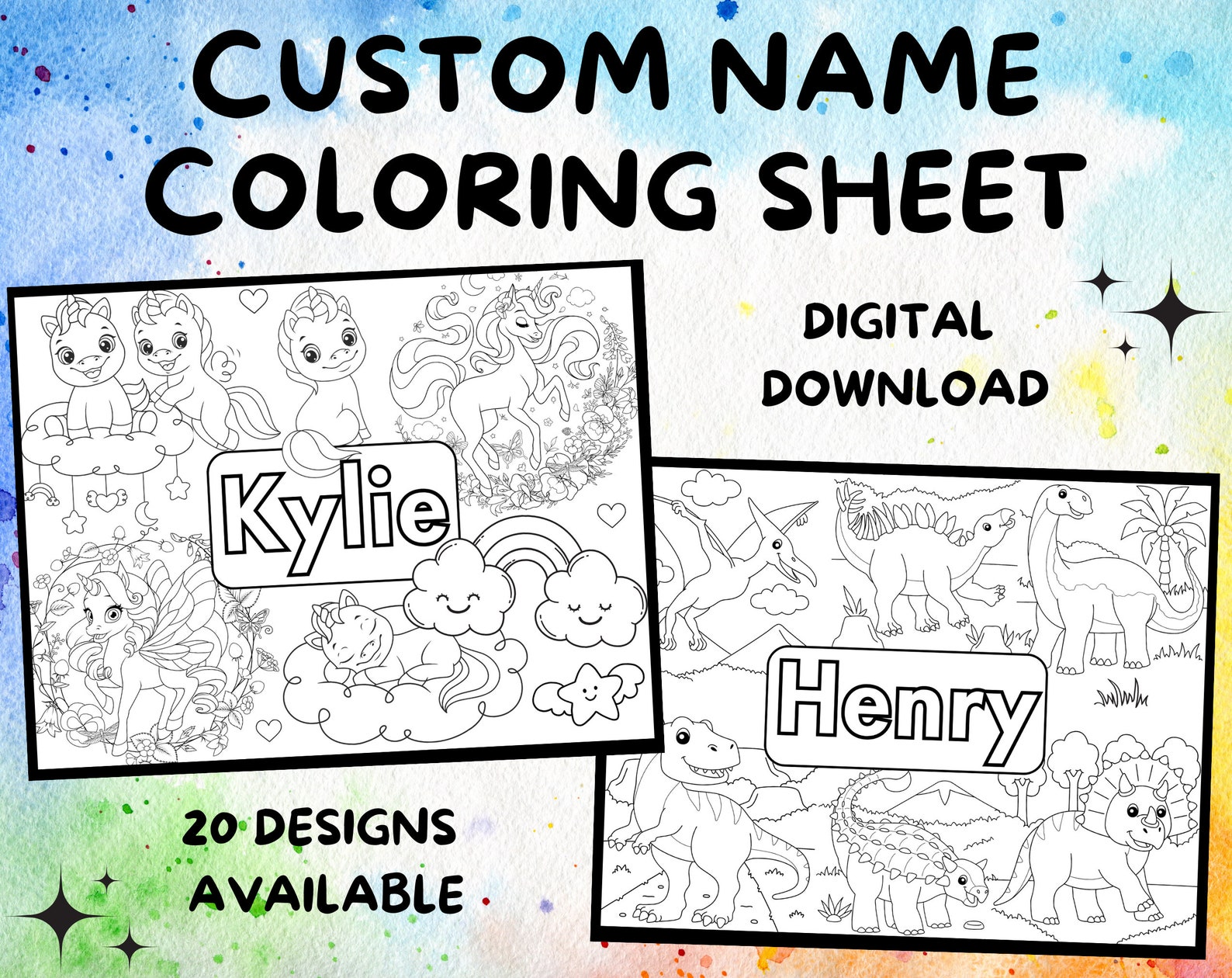 Custom Name Coloring Sheet Personalized Name Coloring Page Gift for ...