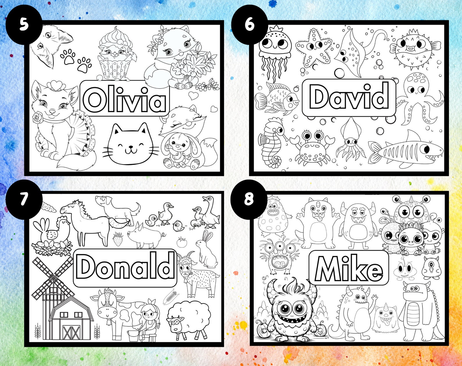 Custom Name Coloring Sheet Personalized Name Coloring Page Gift for ...