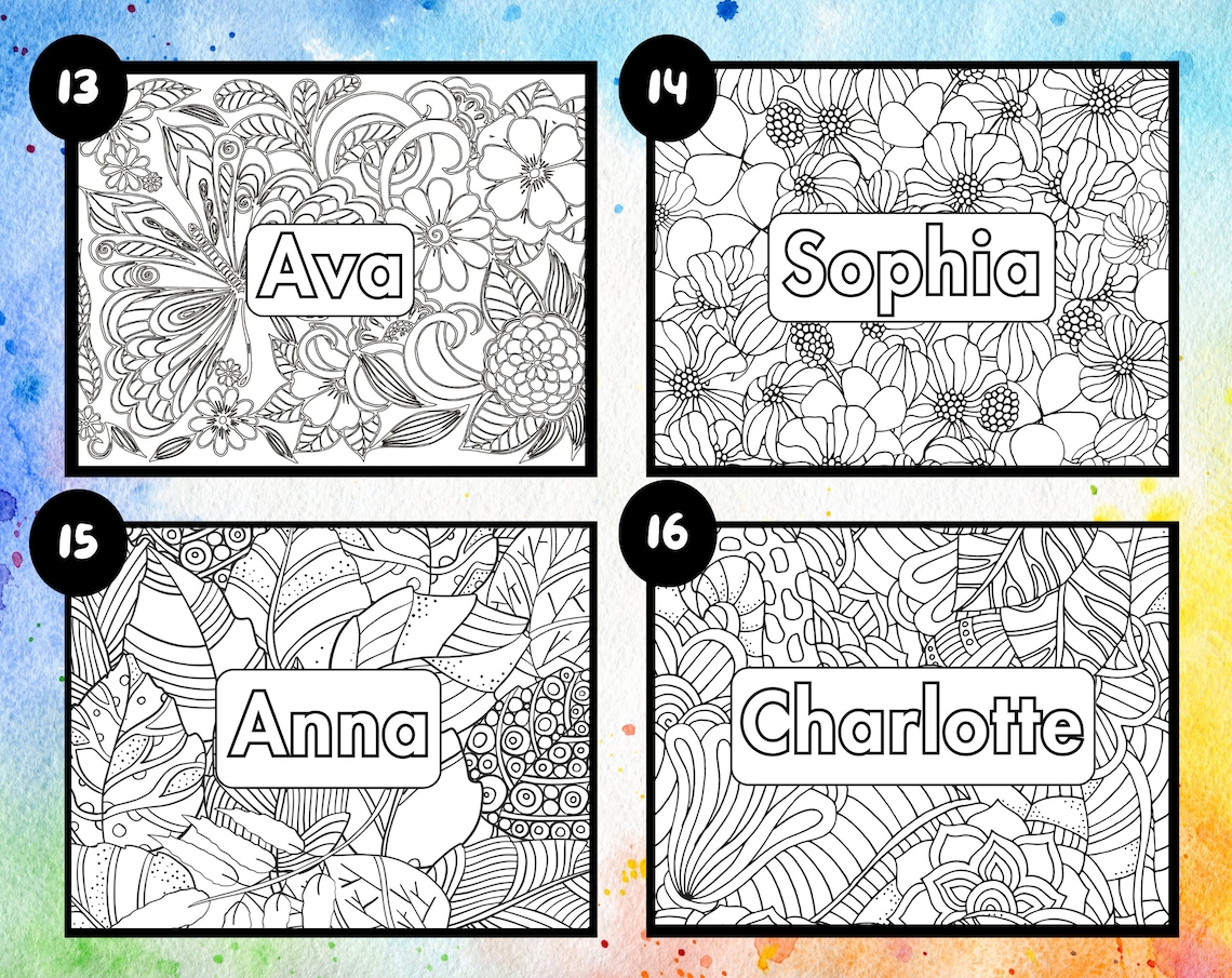 Custom Name Coloring Sheet Personalized Name Coloring Page Gift for ...