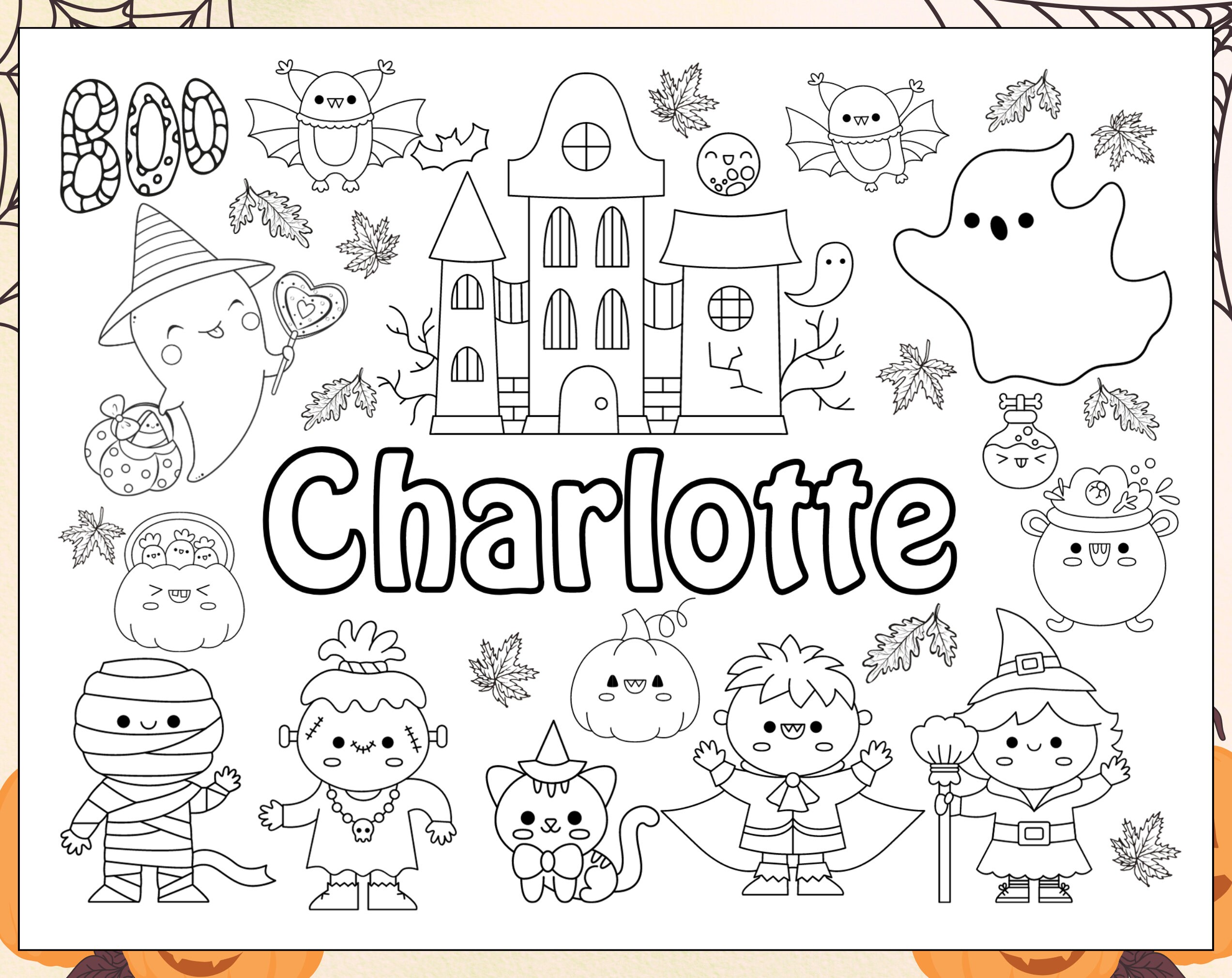 Name Coloring Page Printable Halloween Coloring Page Custom Name ...