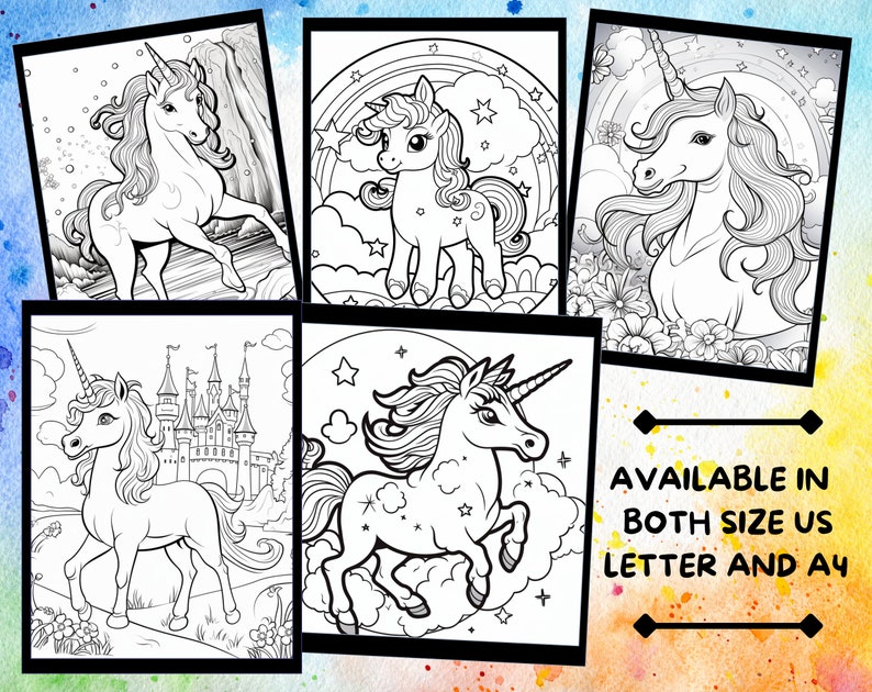 Unicorn Coloring Pages for Kids Unicorn Printable Coloring Book Digital ...
